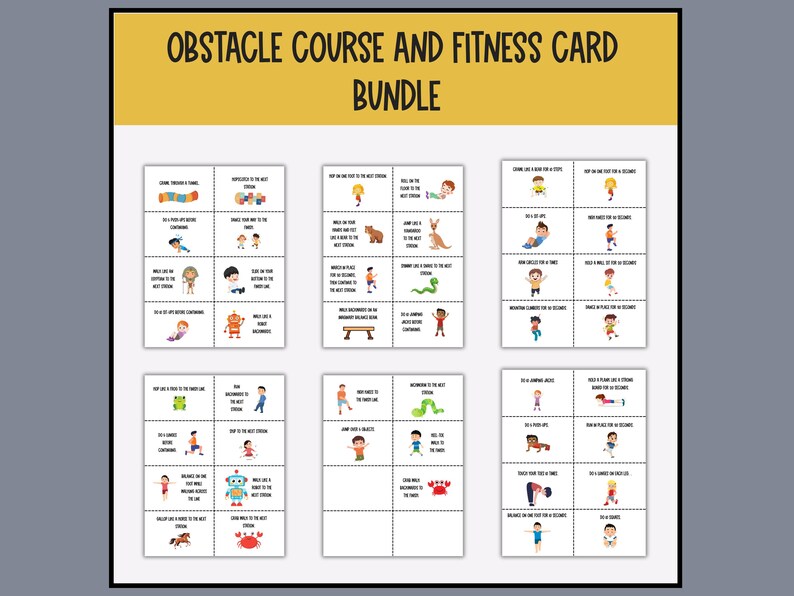 Kids Fitness Cards: Brain Breaks & Obstacle Course Ideas (PDF) - Etsy