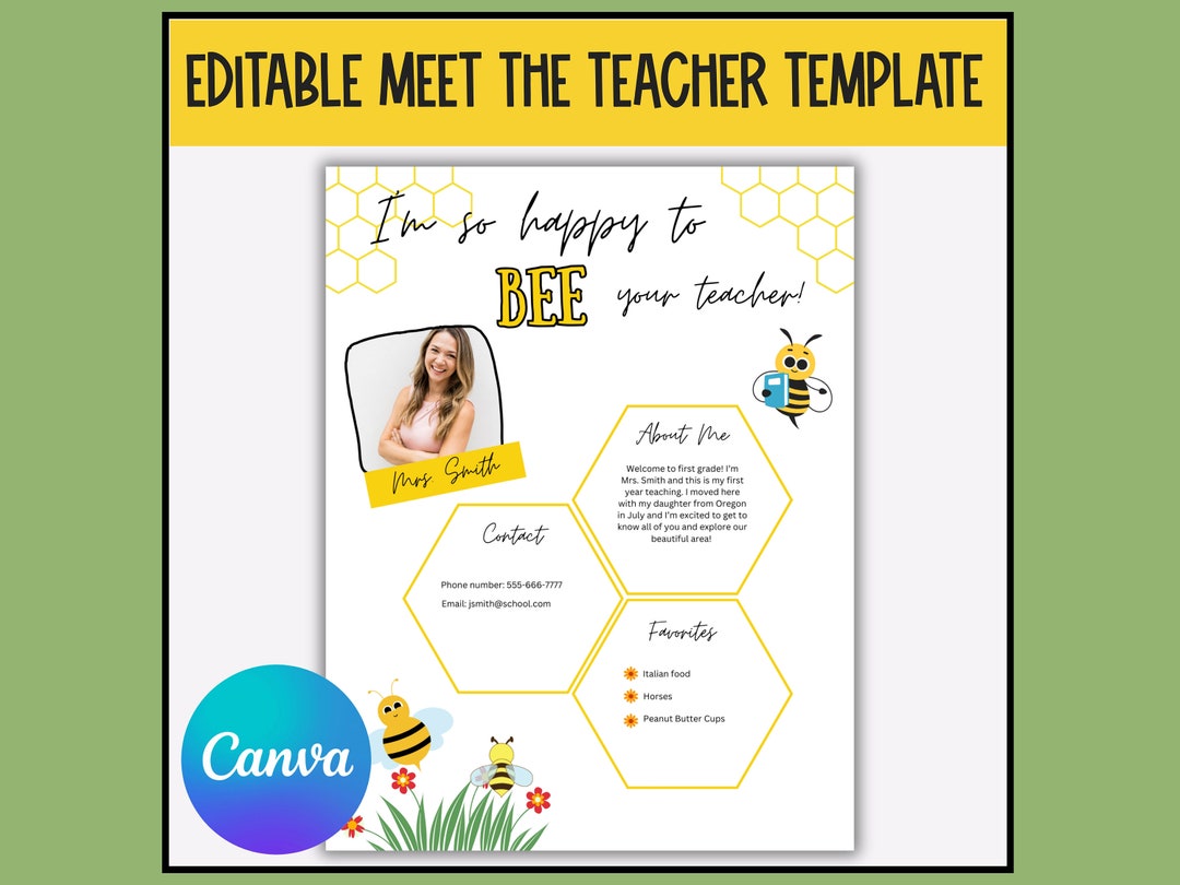 Editable Meet the Teacher Template | Bee Theme | Be Your Teacher ...
