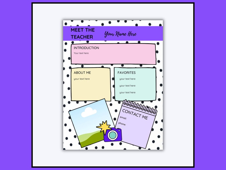 Editable Meet the Teacher Canva Template Back to School Pastel and ...