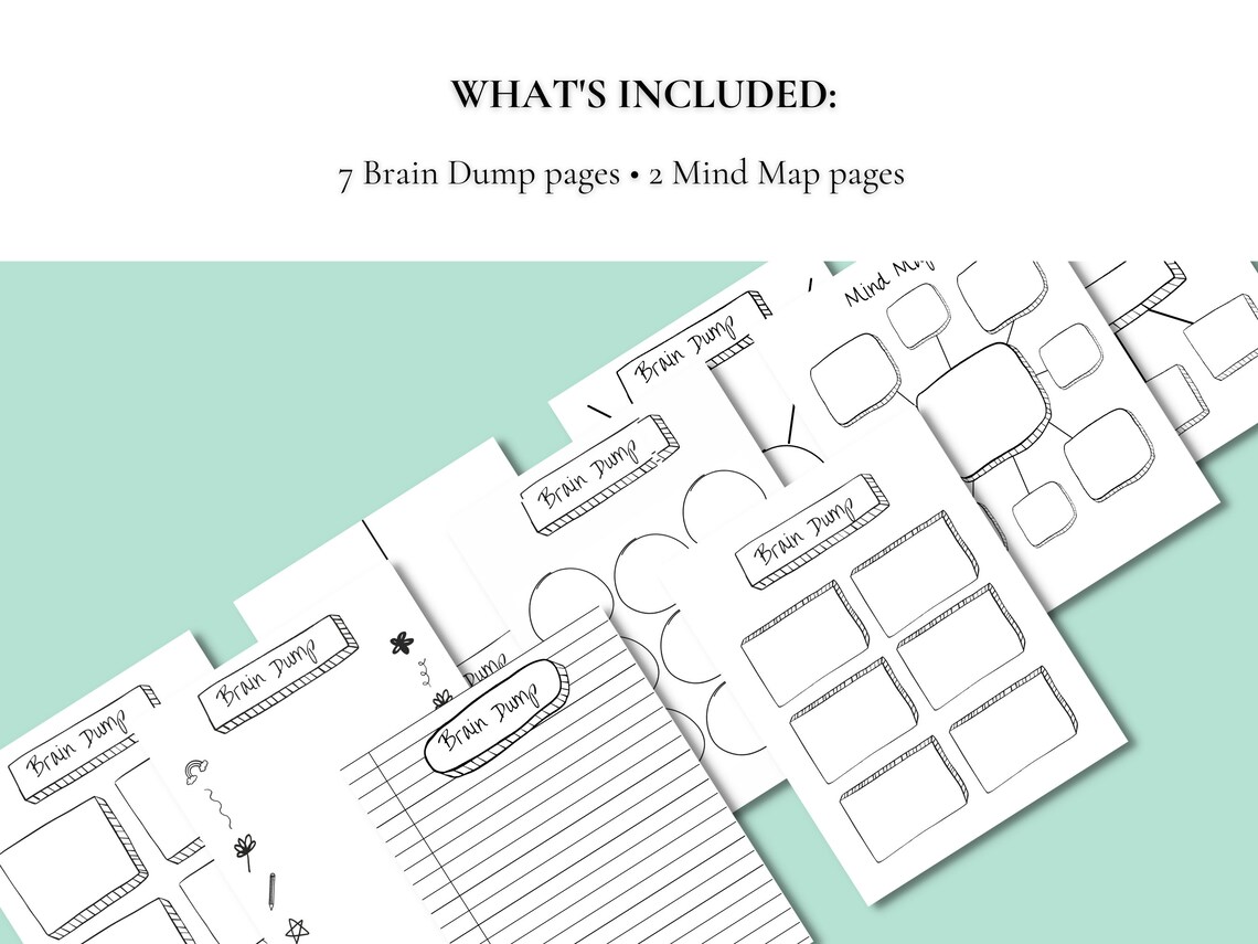 Editable Brain Dump Bundle | Fillable PDF Thought Organizer | Brain ...