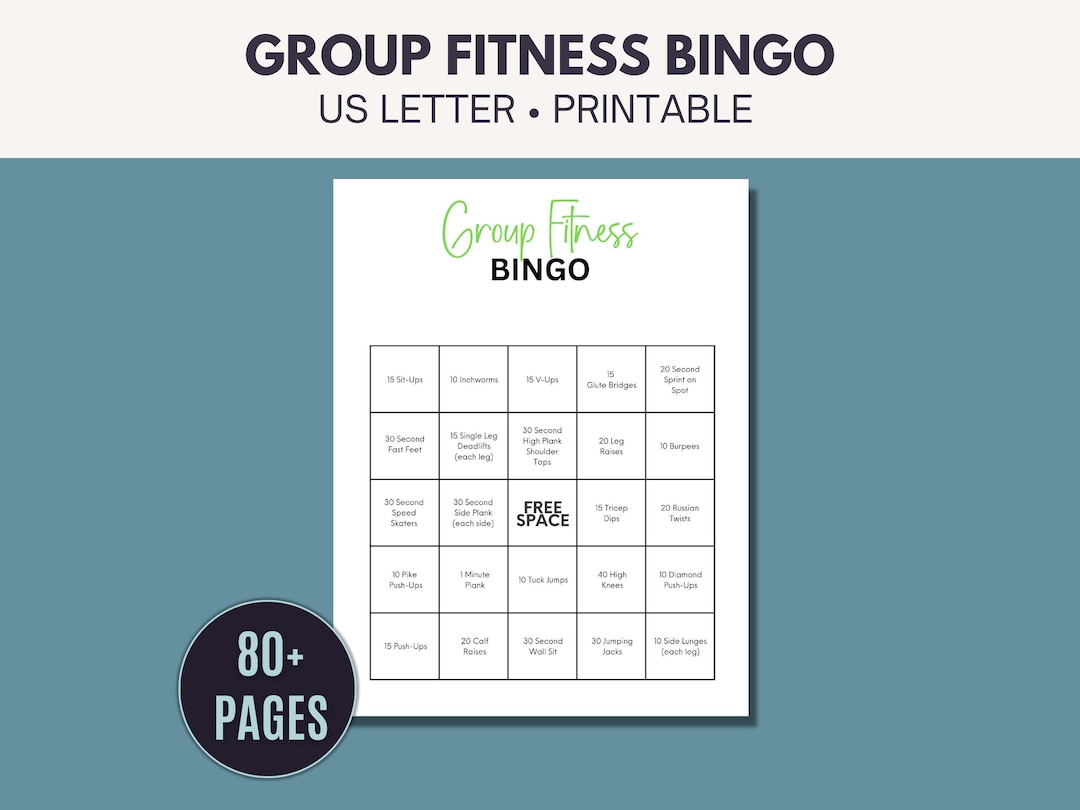 Printable Group Fitness Bingo Game: Wellness Challenge (PDF) - Etsy