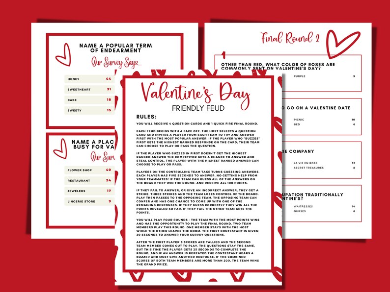 Printable Valentine's Day Friendly Feud Game | Valentine's Family Games ...