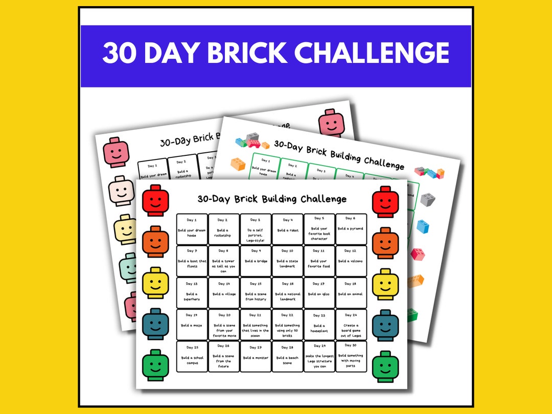 Printable 30 Day Brick Building Challenge | Boredom Buster | Printable ...