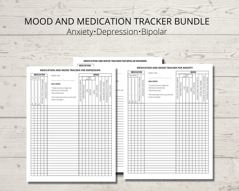 Printable Mood and Medication Tracker Bundle Mood Journal - Etsy