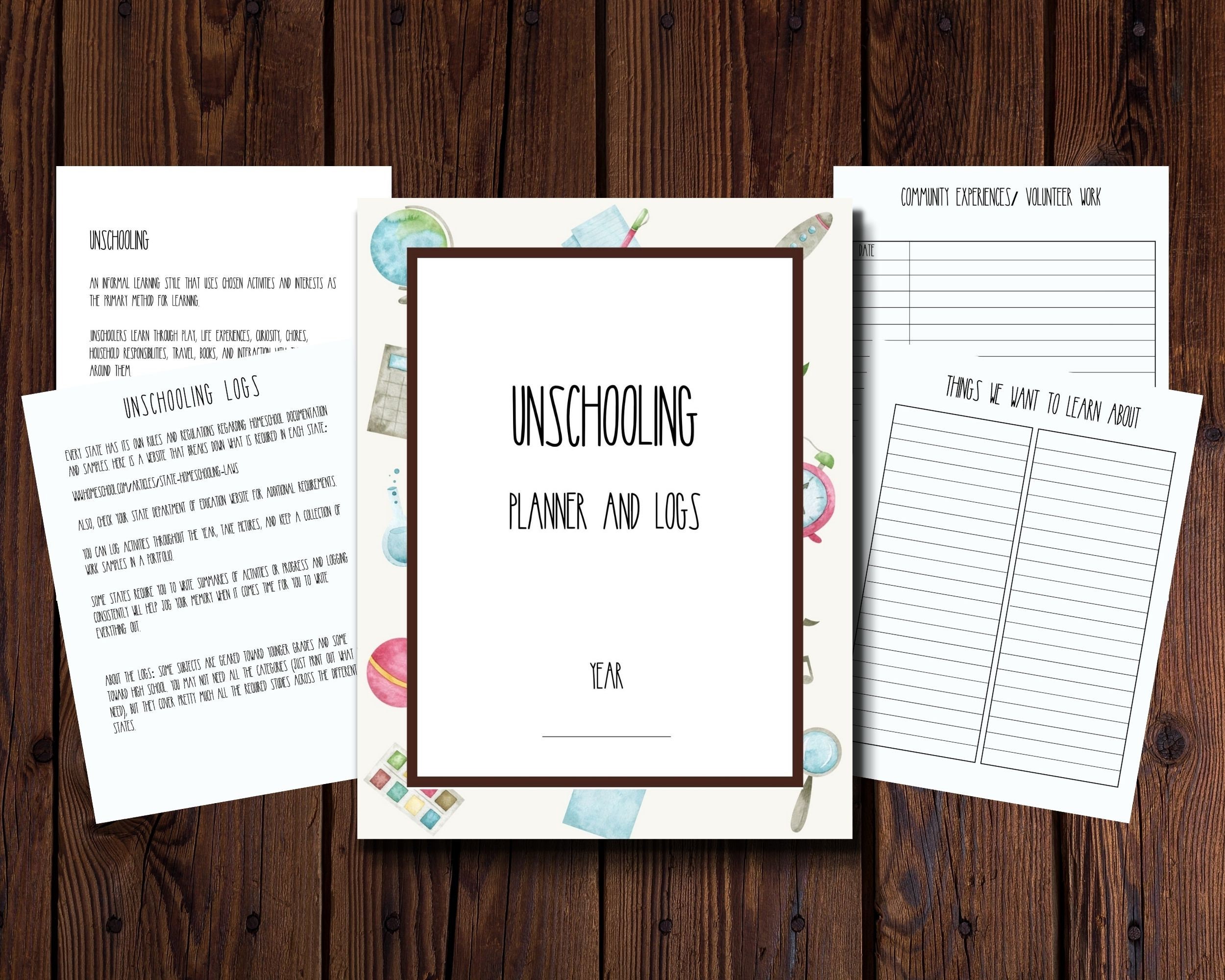 Printable Unschooling Planner Homeschool Log Homeschool - Etsy