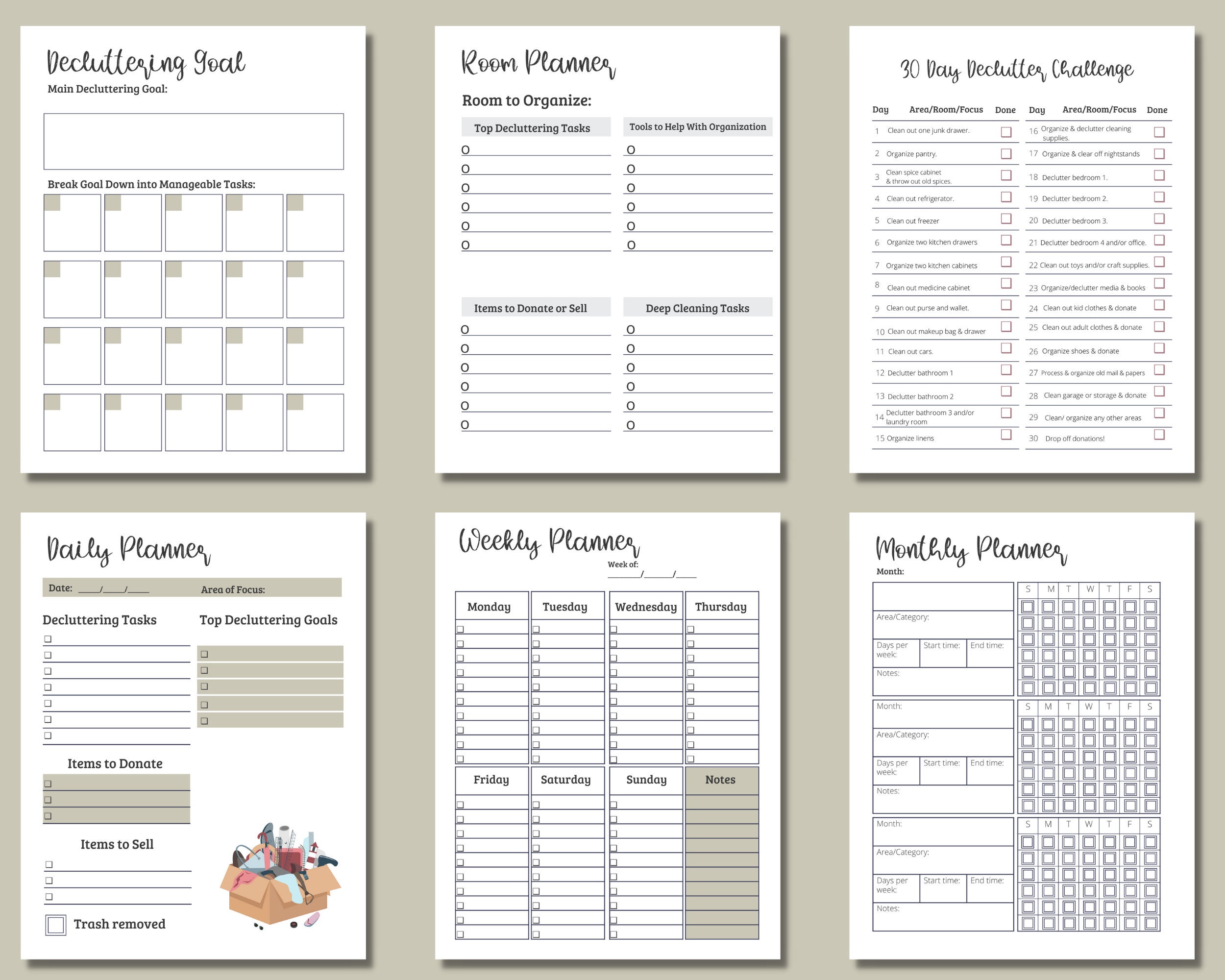 Printable Decluttering and Cleaning Workbook and Planner - Etsy