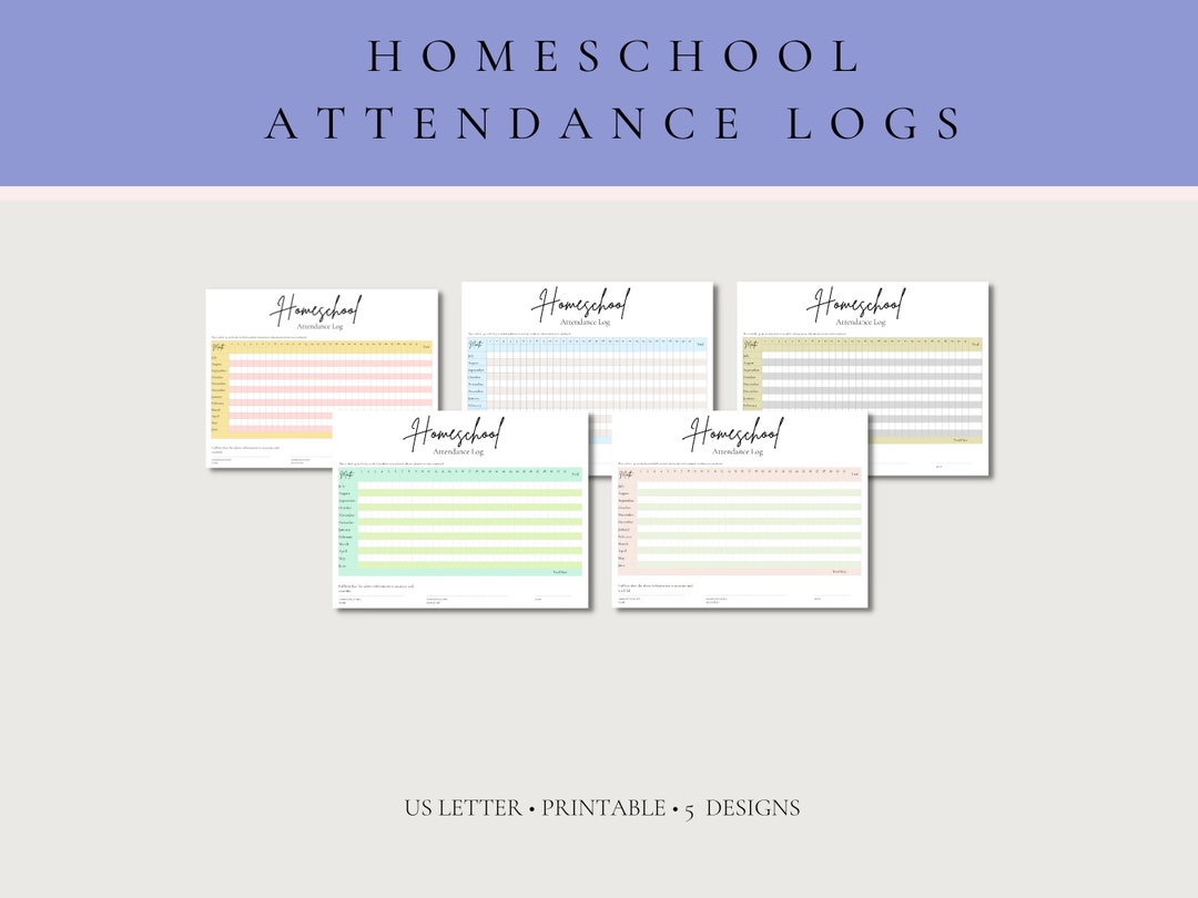 Printable Homeschool Attendance Log | Attendance Tracker | Attendance ...