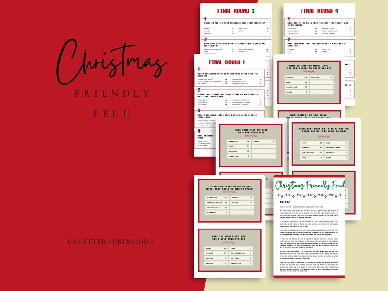 Printable Christmas Friendly Feud Game Holiday Party Game Fun Holiday ...