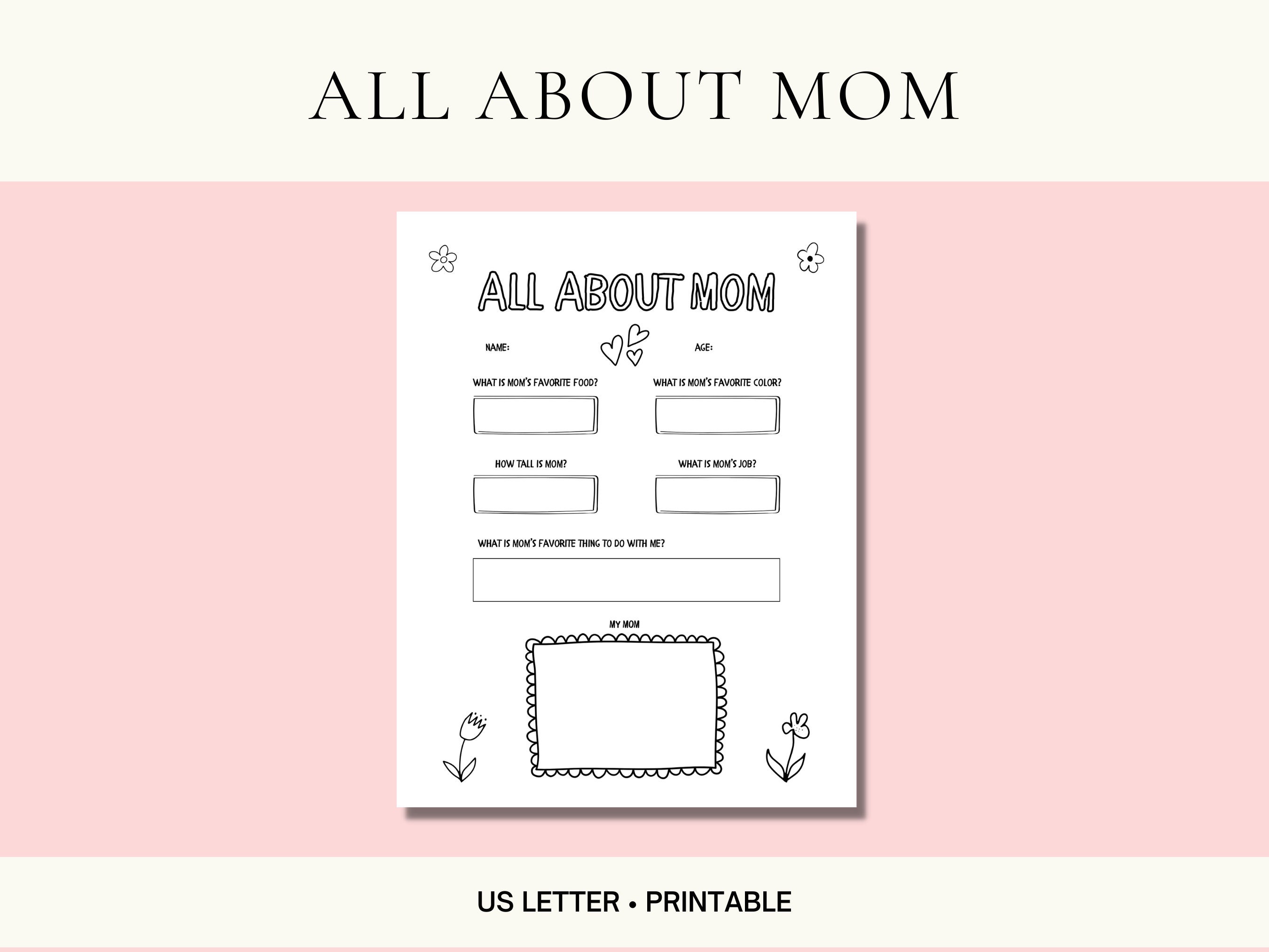 All About Mom Printable Mom Interview Mothers Day Gift Mom Questionaire ...