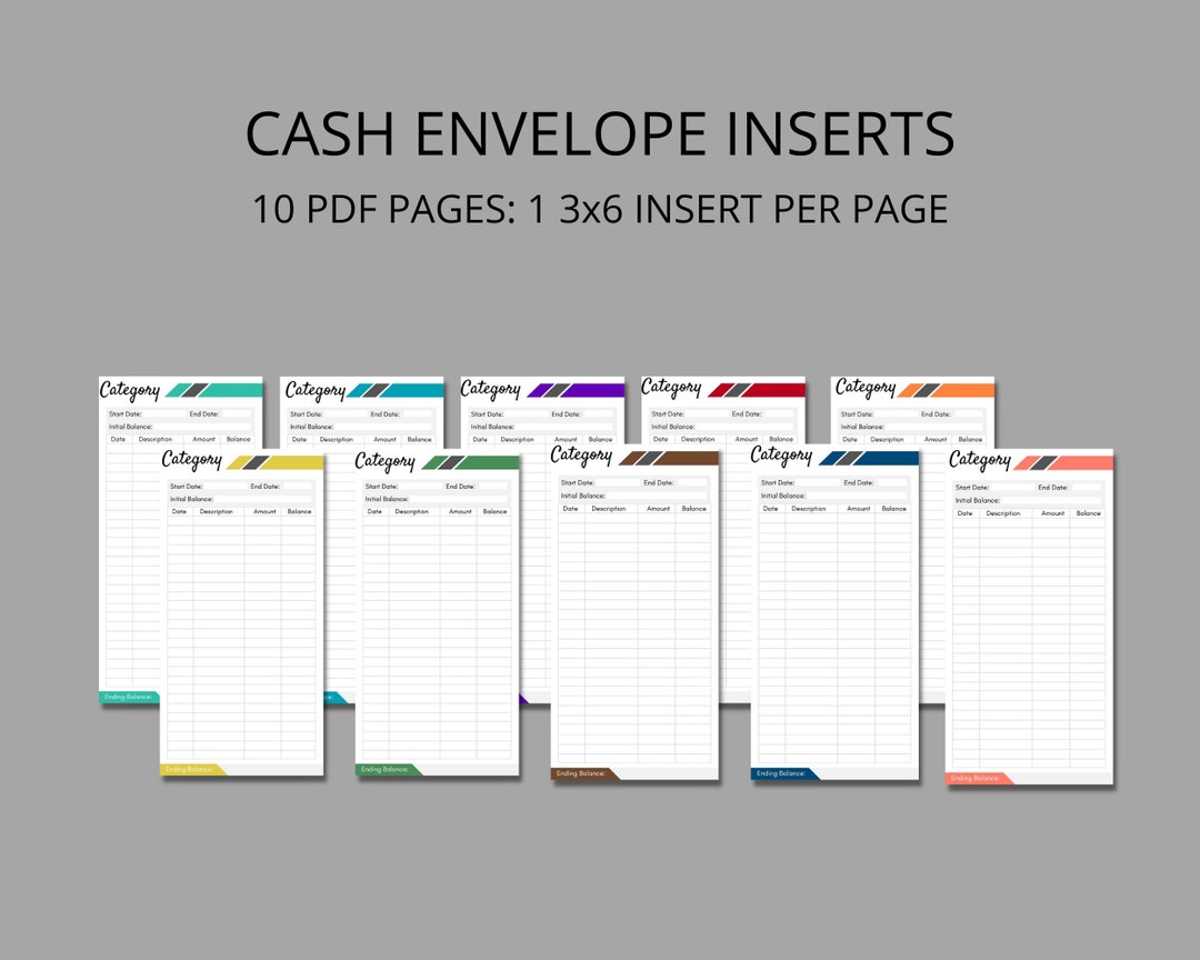 Printable Cash Envelope System Inserts for Budgeting 10 Page - Etsy