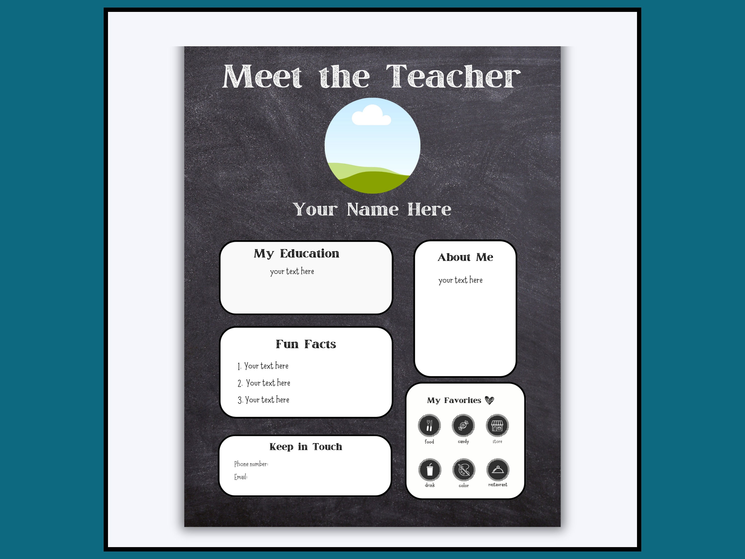 Editable Chalkboard Meet the Teacher Template (digital Download) - Etsy