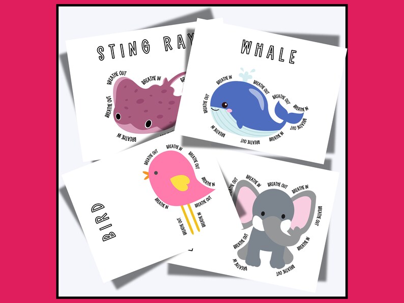 16 Finger Tracing Calm Down Cards | Baby Animal Breathing Cards ...