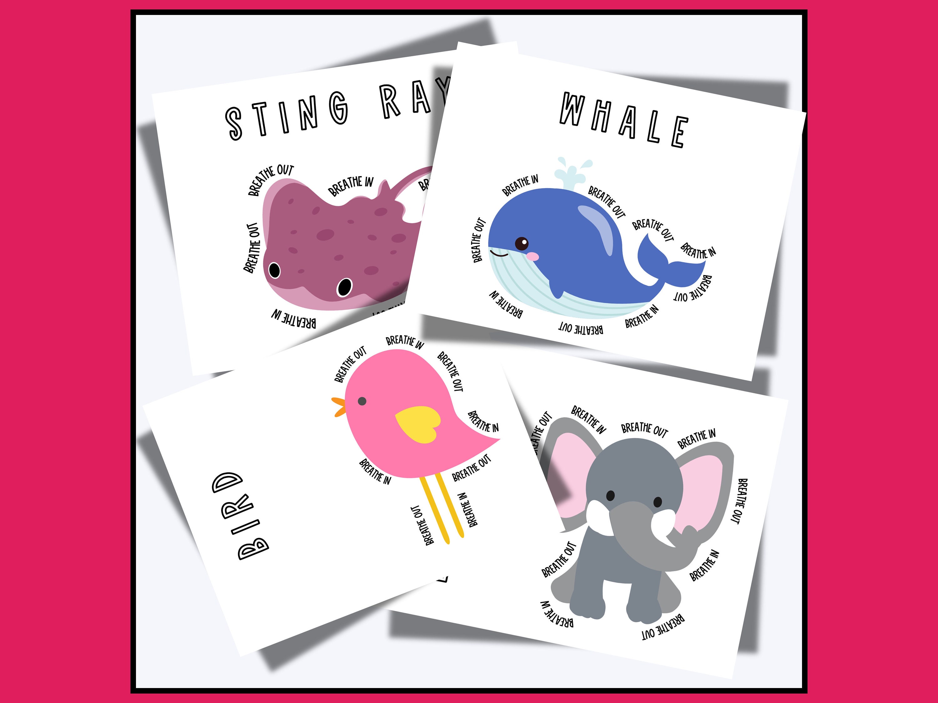 16 Finger Tracing Calm Down Cards | Baby Animal Breathing Cards ...