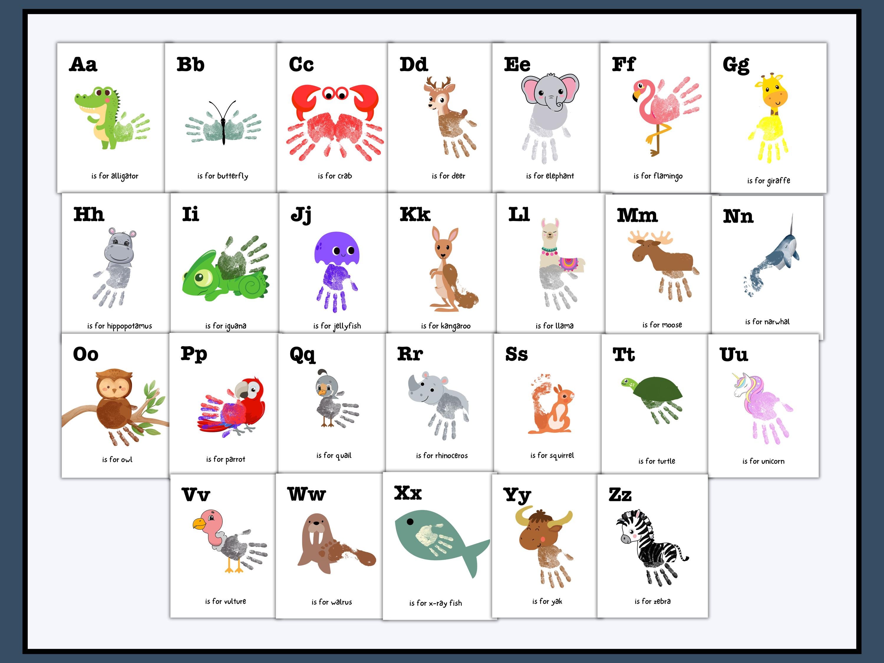 Animal Alphabet Handprint Art: DIY Preschool Craft (PDF) - Etsy UK