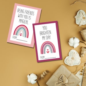 Printable Boho Rainbow Valentine Cards | Kids Valentine Cards | 3x5 ...