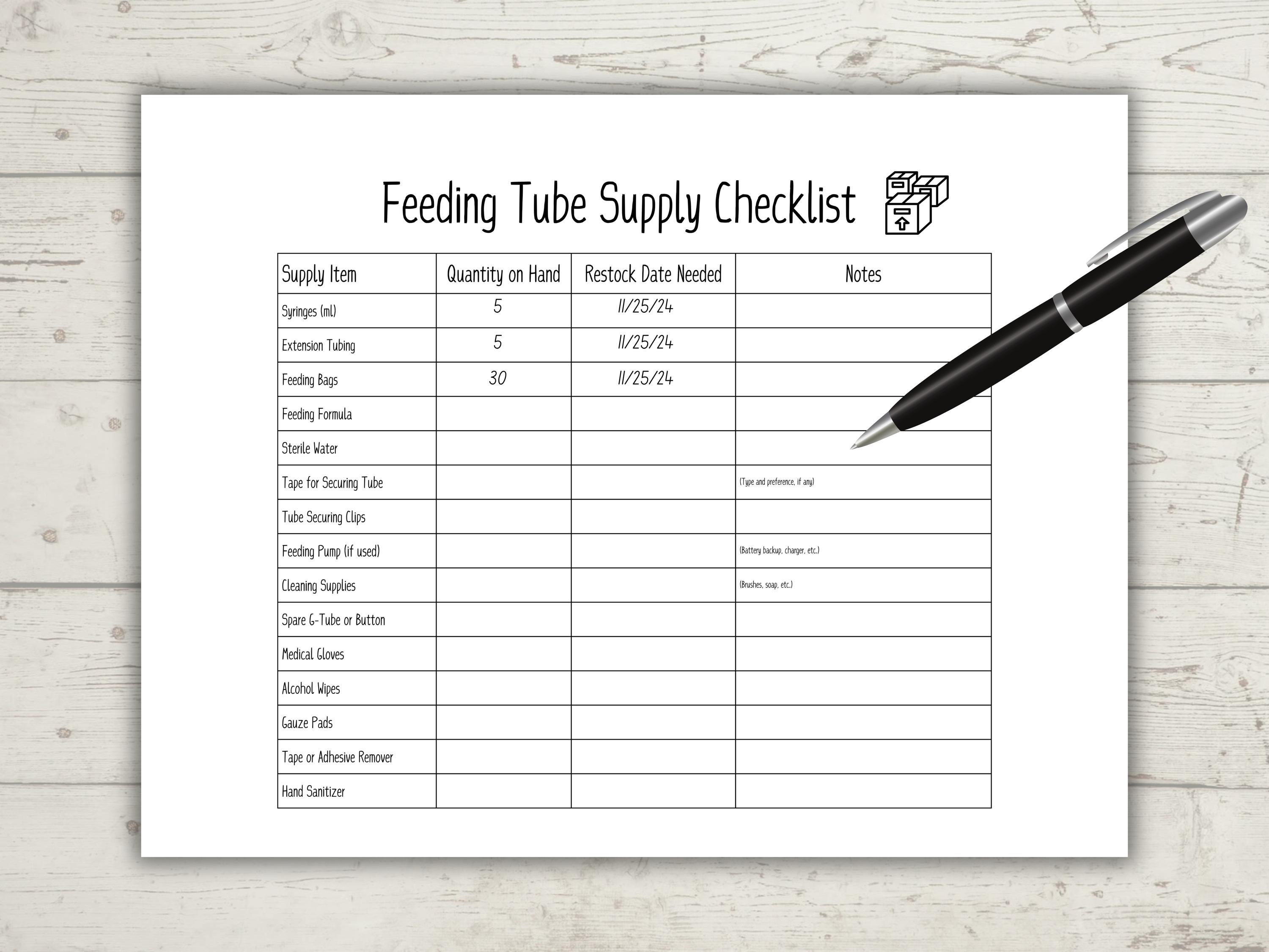 Tube Feeding Tracker Bundle: Caregiver Checklists & Medical Logs ...
