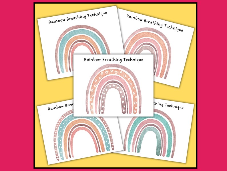 Boho Rainbow Finger Tracing Breathing Exercise Bundle | Calm Down ...