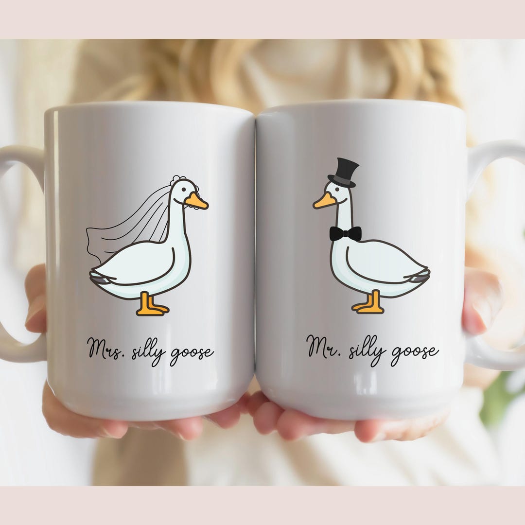 Funny Newlywed Gift for Couples Mr and Mrs Silly Goose Wedding Mug SET ...
