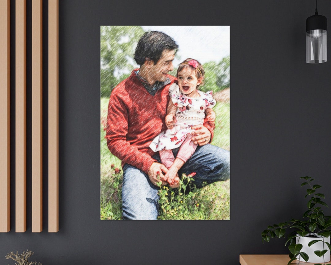 Custom Dad Portrait, Personalized Watercolor Portrait Gift Dad, Colored ...