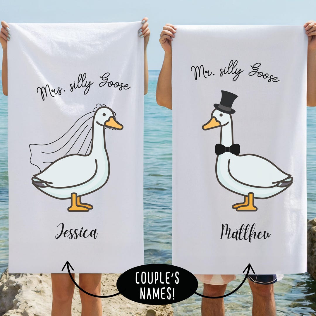 Funny Couple Towels Mr and Mrs Silly Goose Wedding Gift Engagement ...