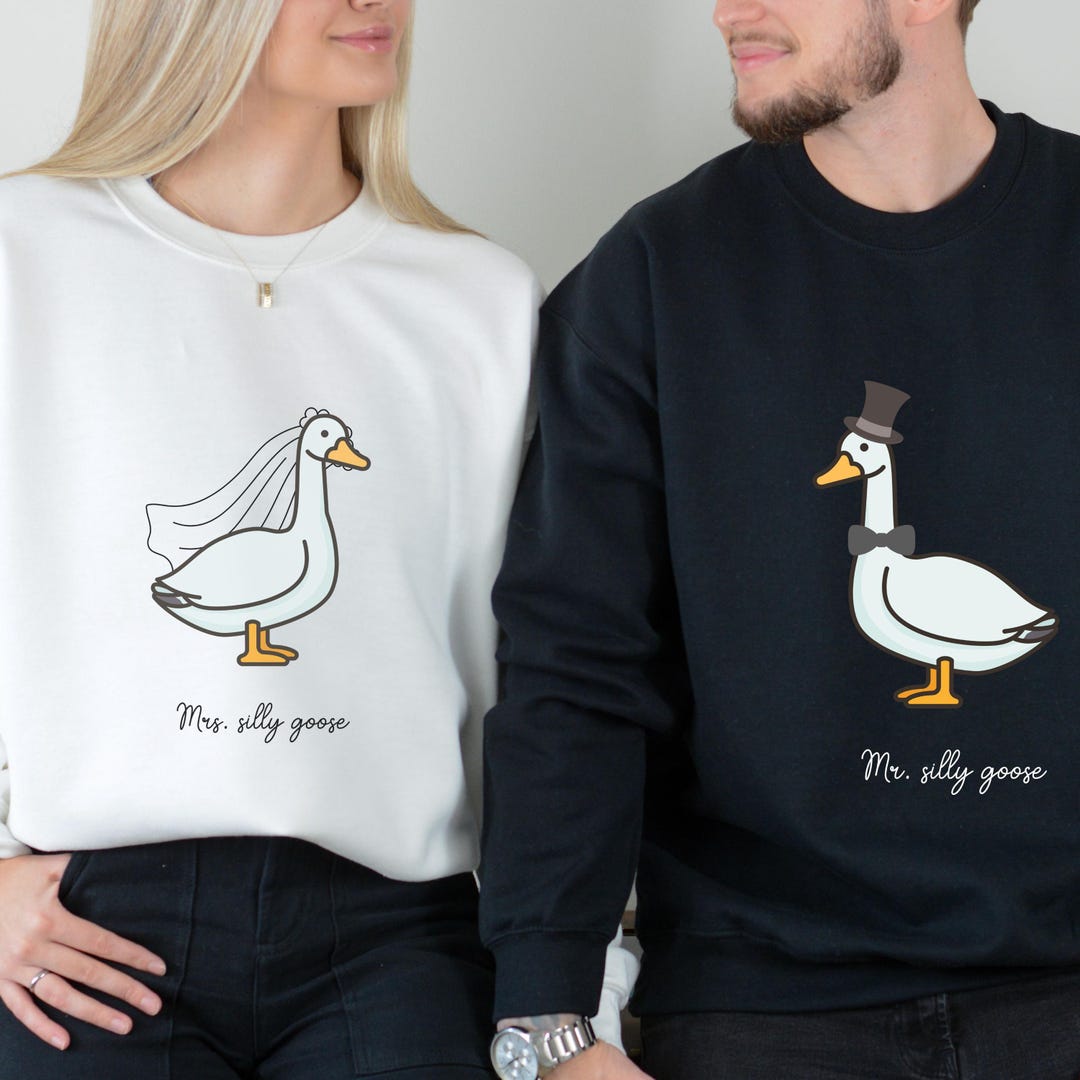 Funny Matching Couples Honeymoon Shirts Mr Mrs Silly Goose Sweatshirt ...