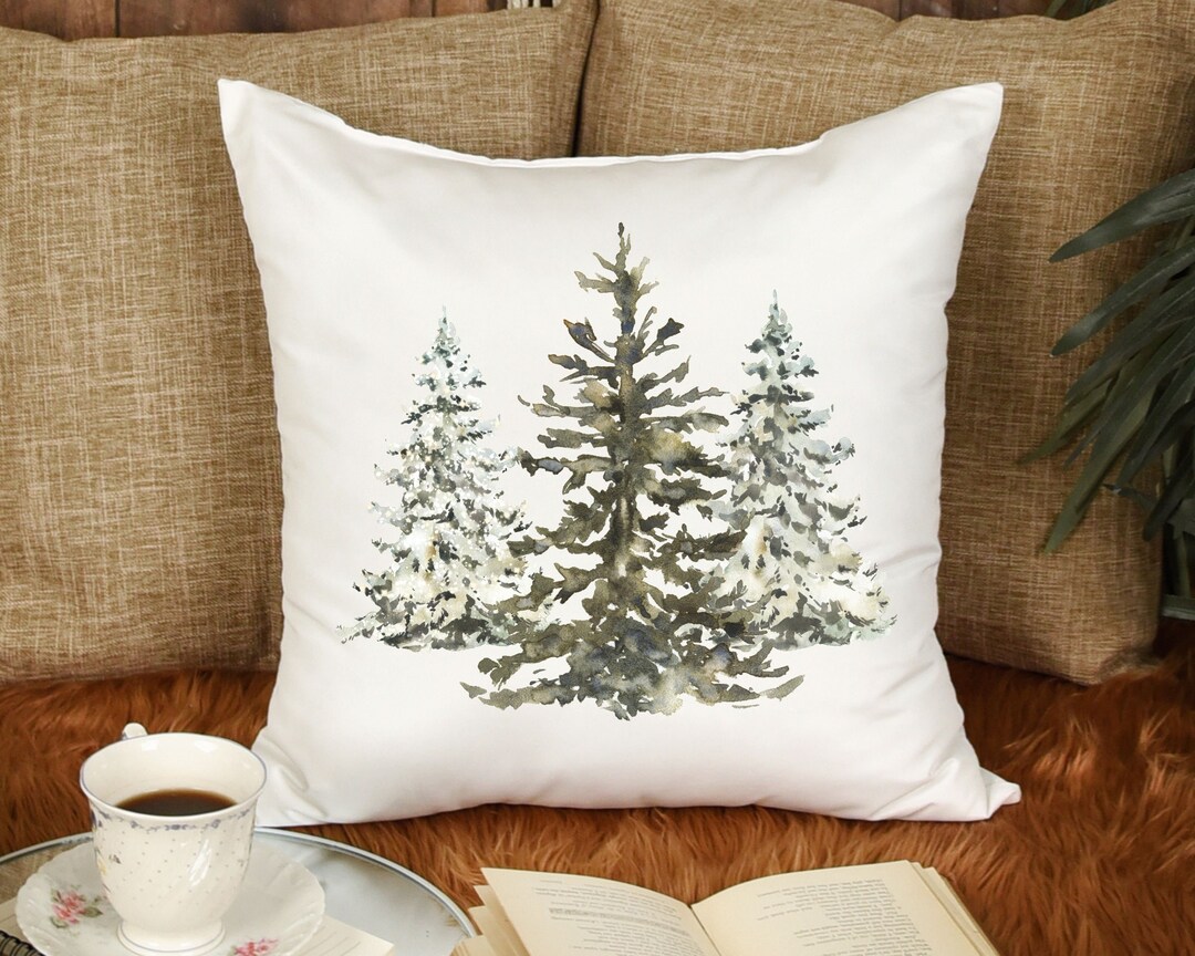 Forest Tree Pillow Cover, Pine Tree Pillow Cover, Cozy Winter Decor ...