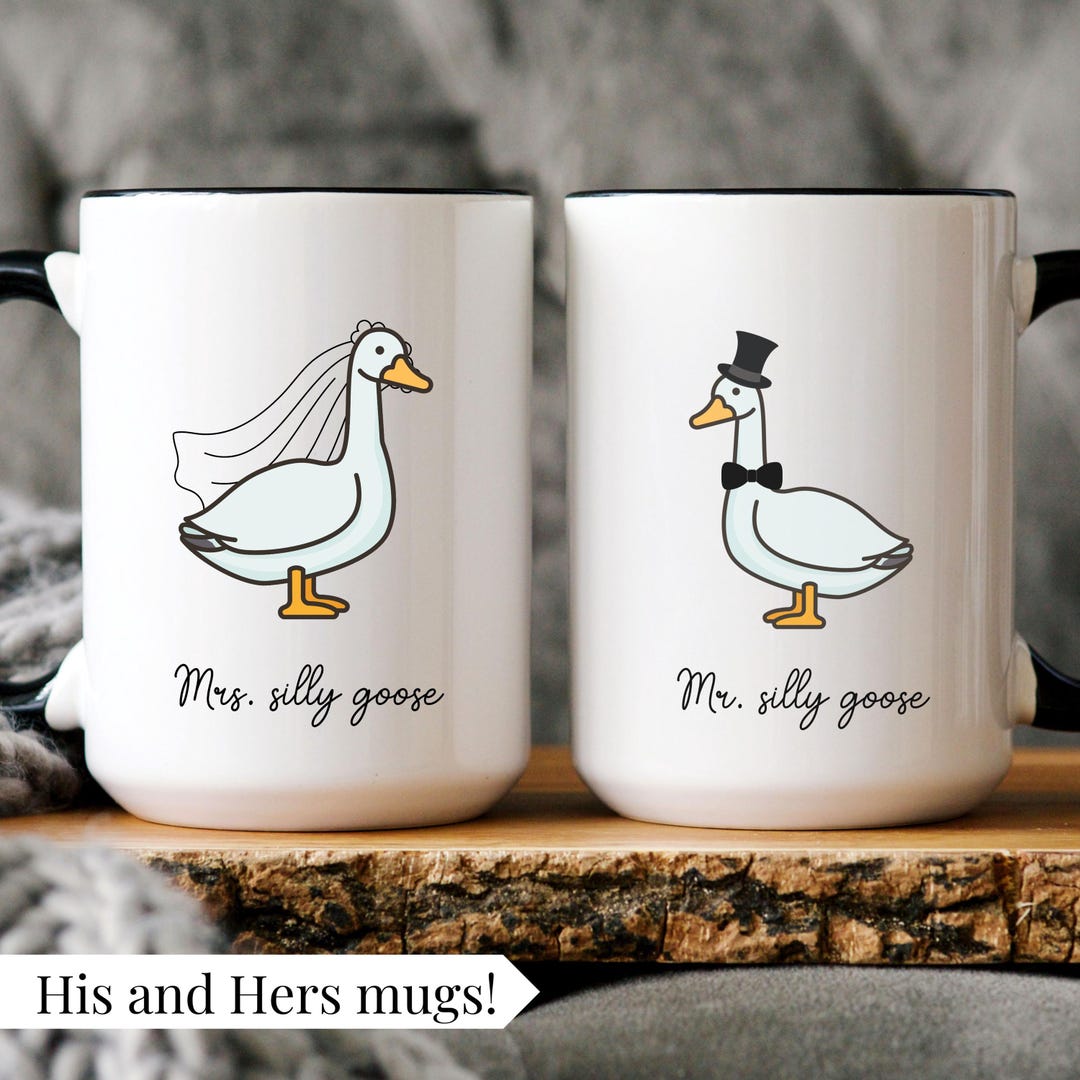 Mr and Mrs Silly Goose Wedding Mug Engagement Coffee Mug Funny Newlywed ...