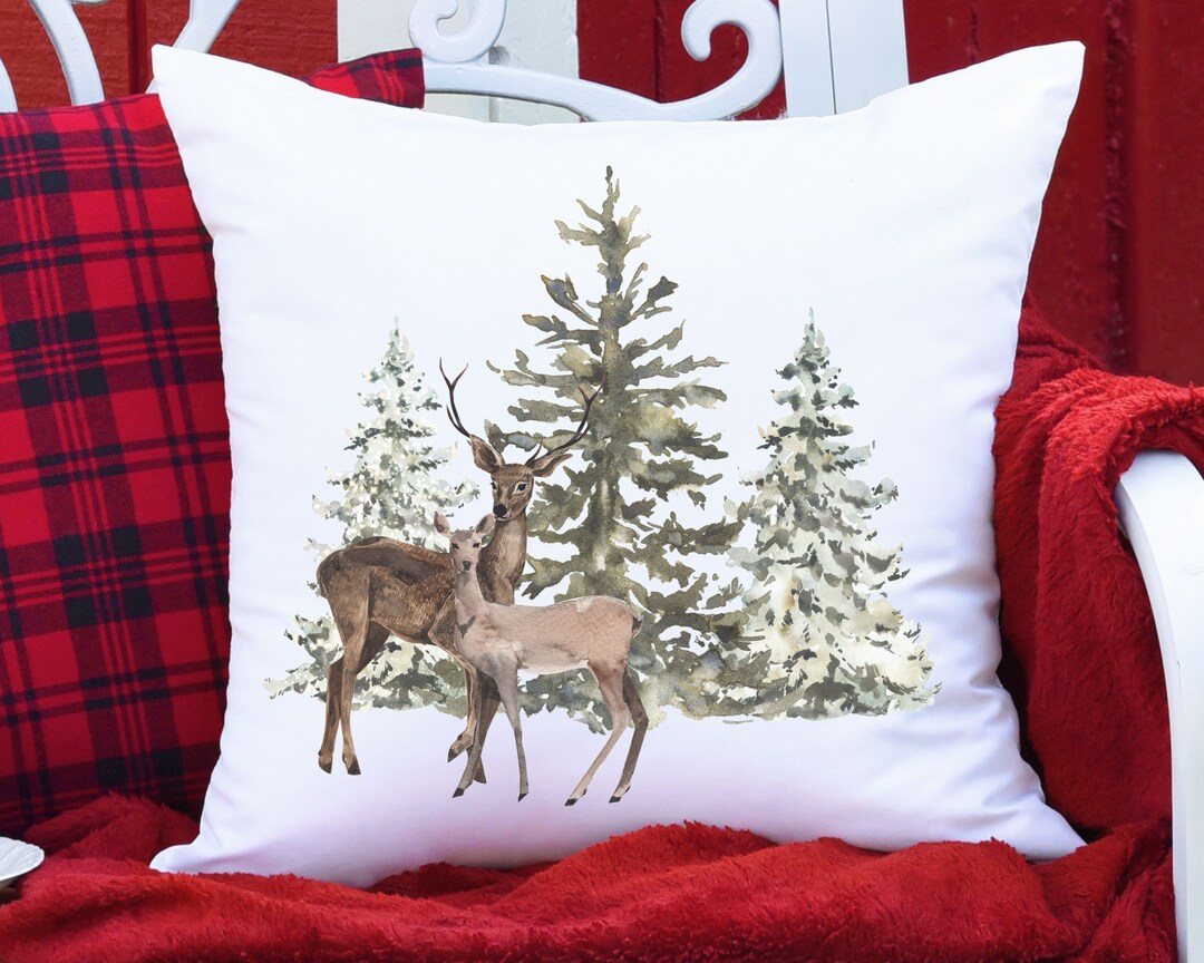 Winter Trees Pillow Cover, Cozy Winter Decor, Farmhouse Decor, Forest ...