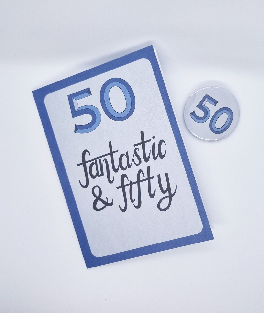50th Birthday Card For Women With Matching Badge 50th Card Etsy