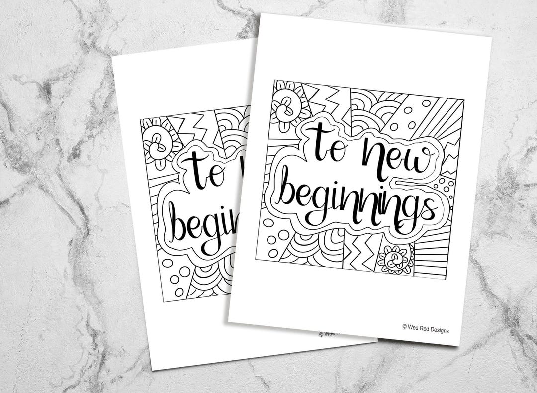 New Beginnings Coloring Page: Motivational Quote (PDF Download) - Etsy ...