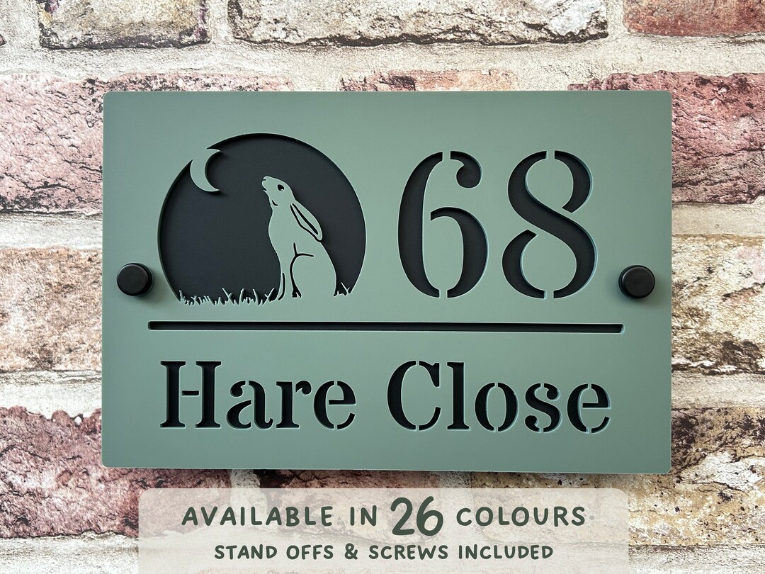 House Number Sign, Acrylic Modern Door Number & Road Name Plaque ...