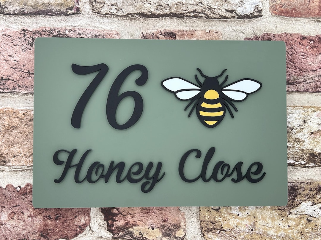 House Number Sign, Acrylic Modern Door Number & Road Name Plaque ...