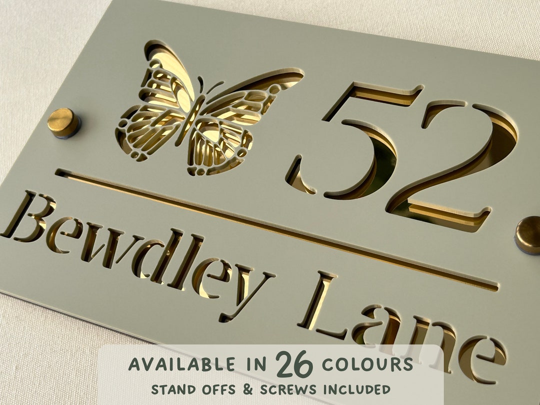 House Number Sign, Acrylic Modern Door Number & Road Name Plaque ...