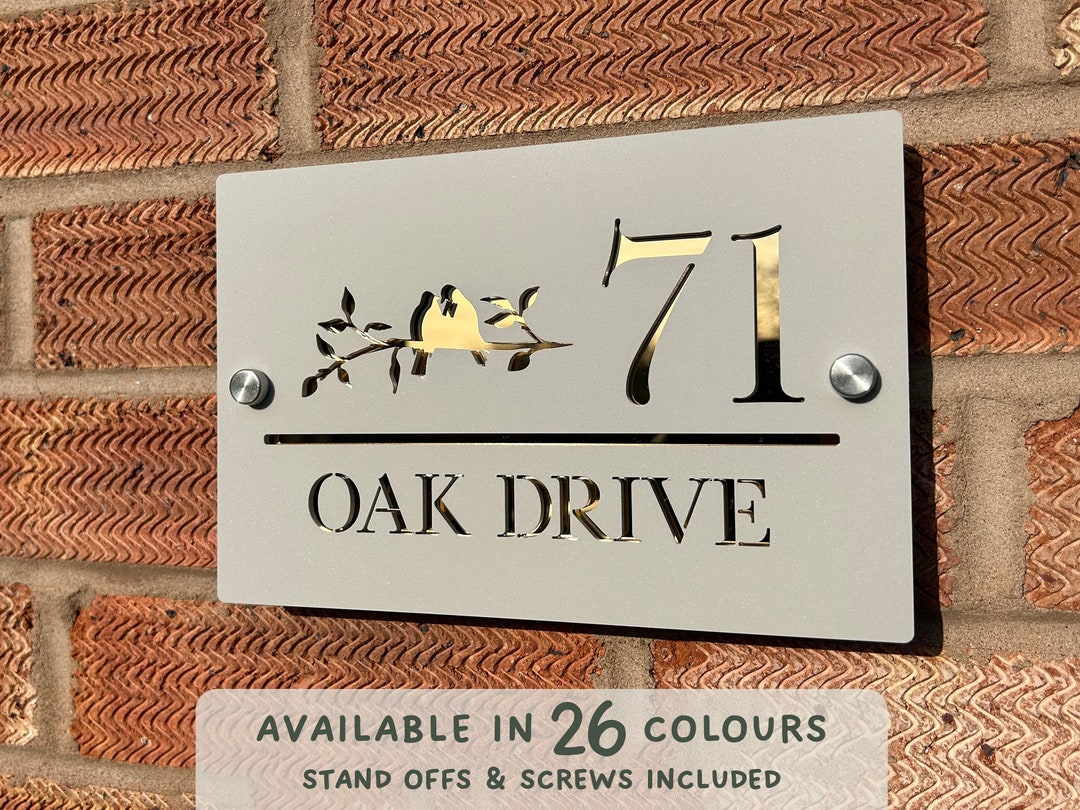 House Number Sign, Acrylic Modern Door Number & Road Name Plaque ...