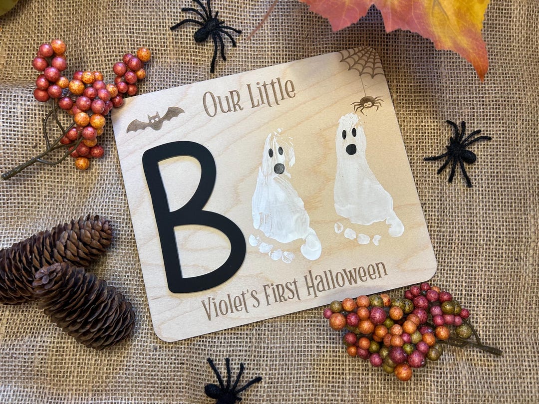 Baby’s First Halloween DIY Footprint Sign, My Little Boo, Personalised ...