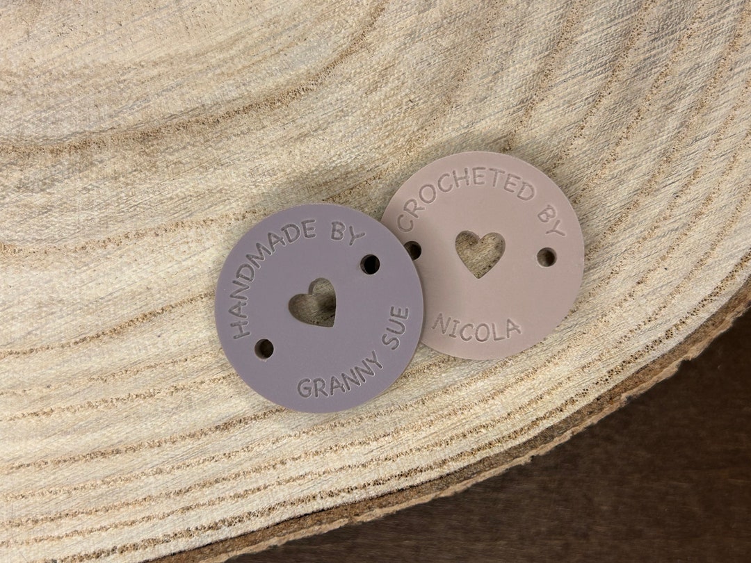 Personalised Acrylic Craft Buttons: Handmade Knitting Crochet Tags ...