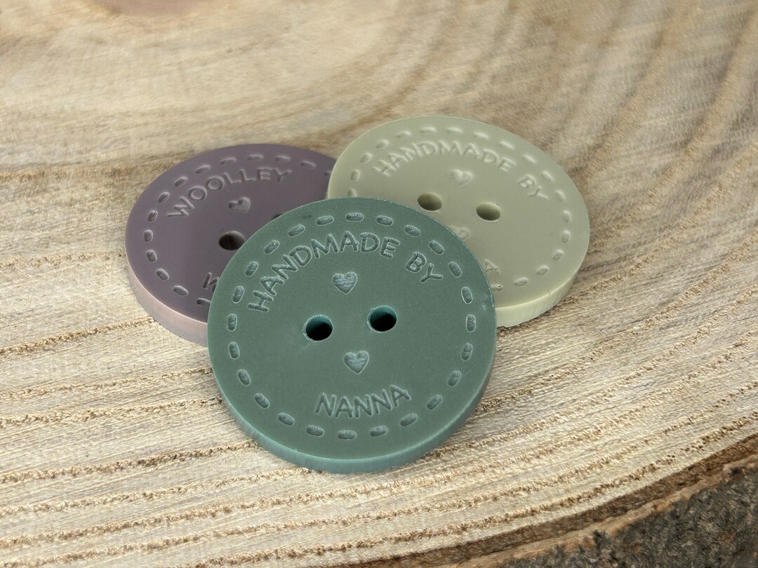 Personalised Acrylic Buttons: Handmade Knitting Crochet Tags, Style 2 ...