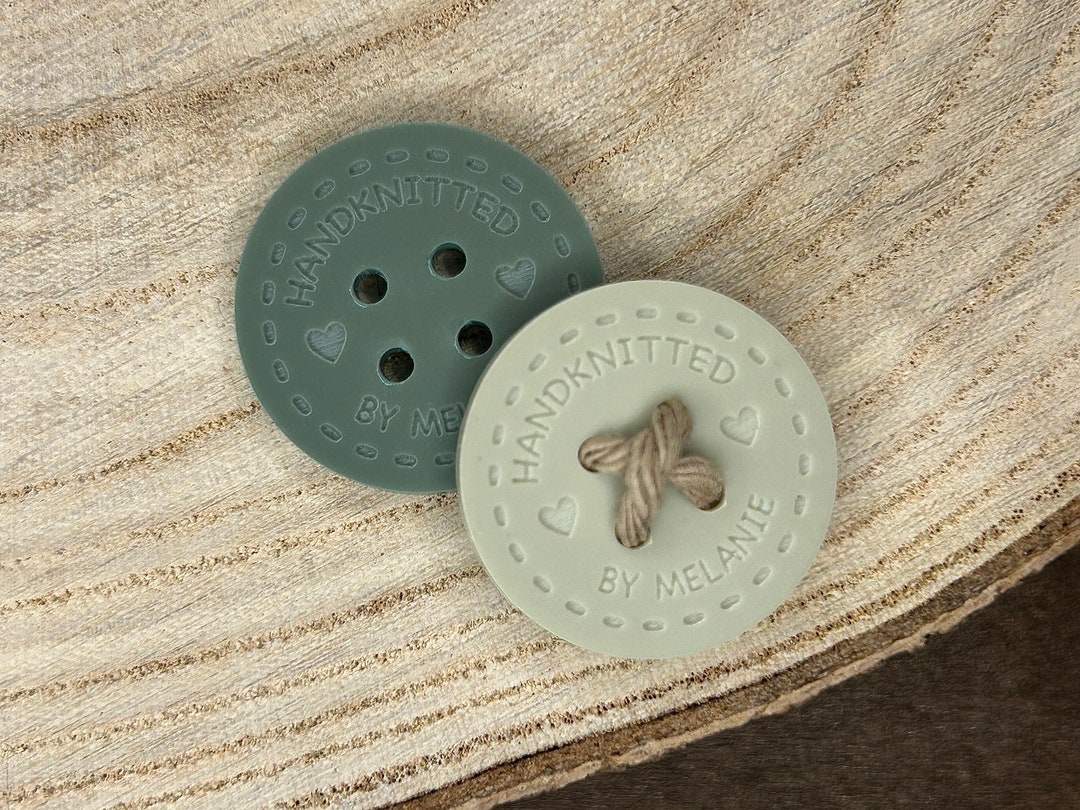 Personalised Acrylic Buttons: Handmade Knitting Crochet Craft Tags ...