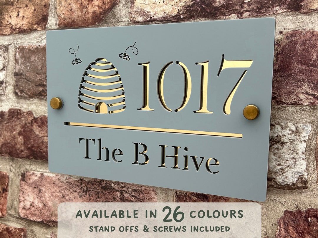 House Number Sign, Acrylic Modern Door Number & Road Name Plaque ...