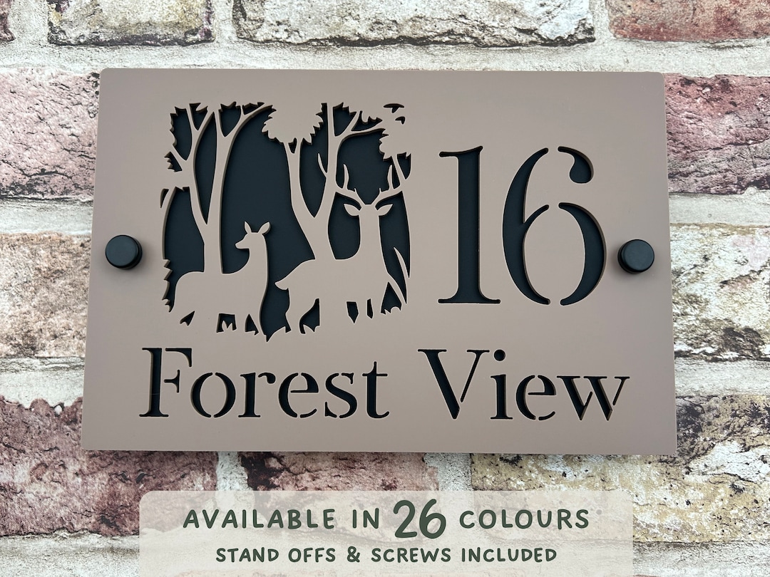 House Number Sign, Acrylic Modern Door Number & Road Name Plaque ...
