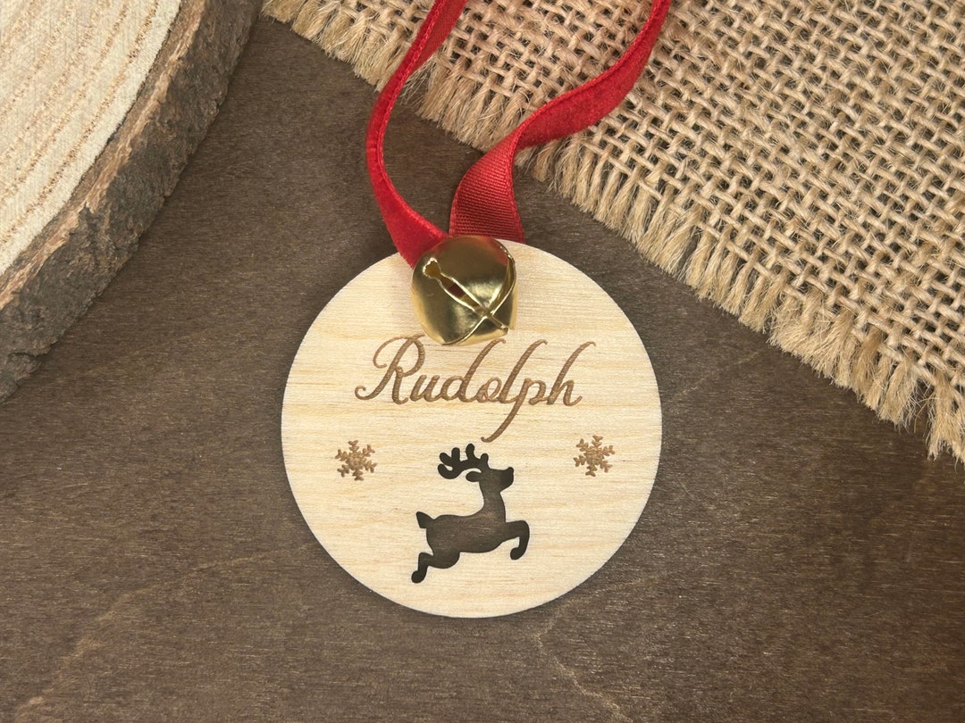 Personalised Reindeer Name Tag: Engraved Christmas Decoration Rudolf - Etsy