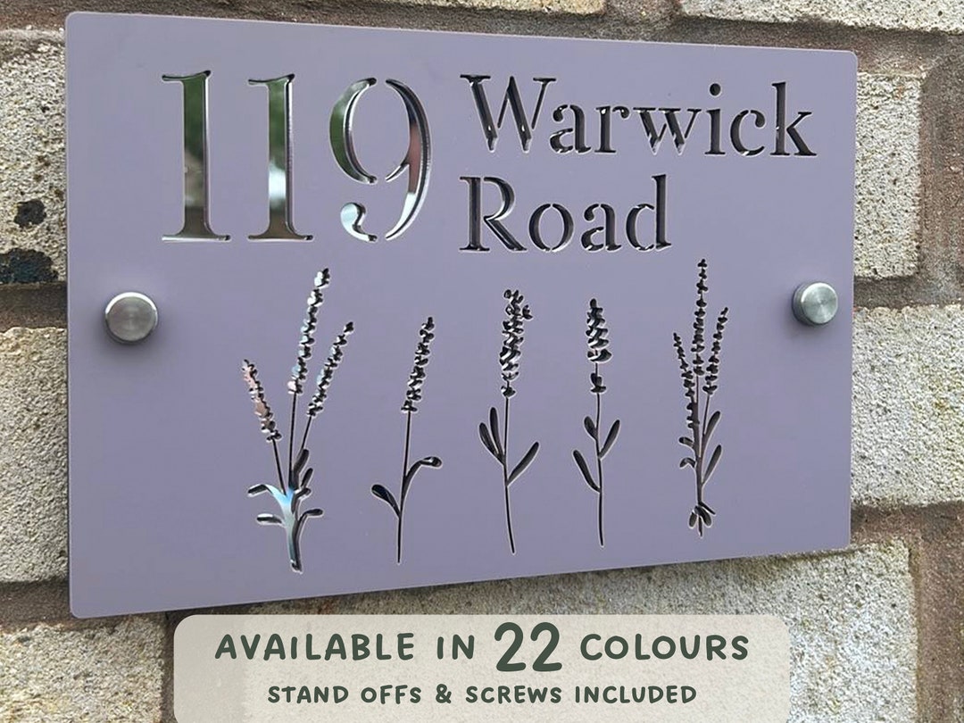 House Number Sign, Acrylic Modern Door Number & Road Name Plaque ...