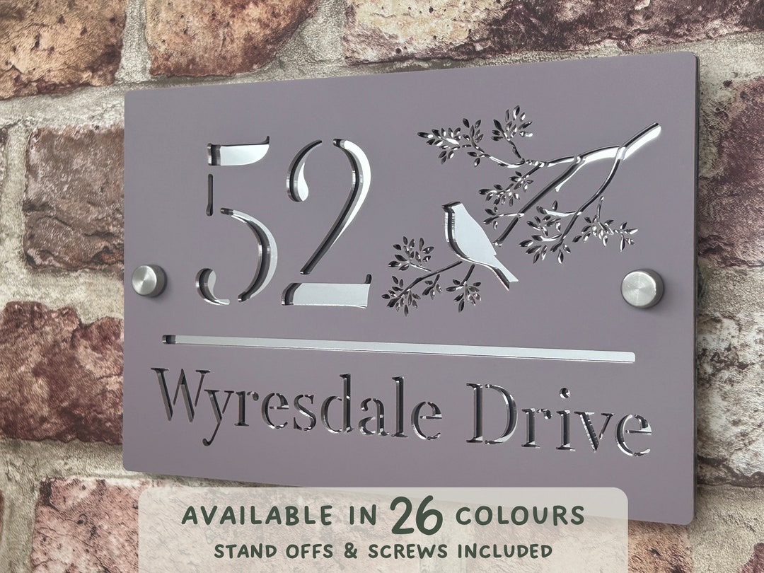House Number Sign, Acrylic Modern Door Number & Road Name Plaque ...