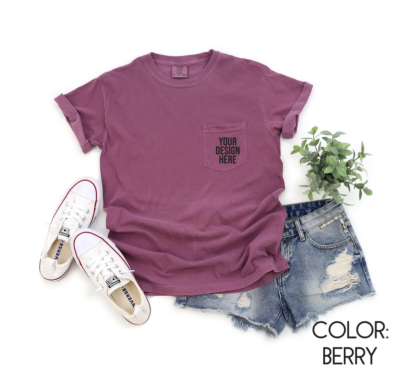 Blank Comfort Colors® Pocket Shirts, Custom %100 Cotton Neon T-shirts ...