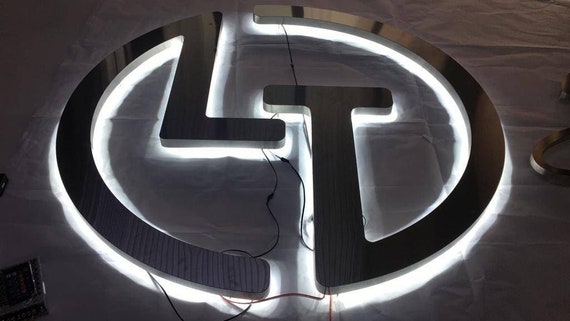 3D Led Signage 3d Backlit Sign 3D Metal Brushed Business | Etsy