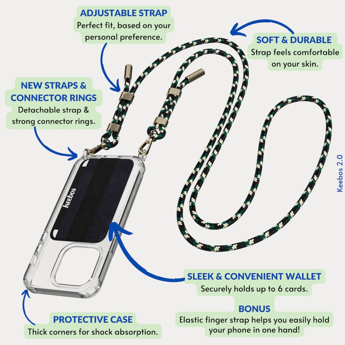 ABBOT KINNEY - Keebos Cross Body Phone Case With Wallet (woven-green ...