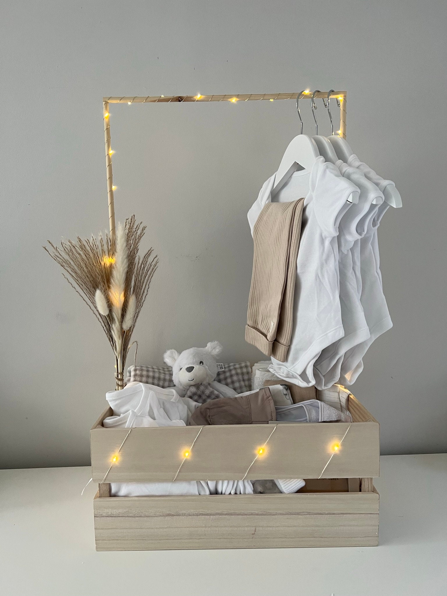 Large Baby Hamper With Rail With Pampas Grass or Roses Wedding ...