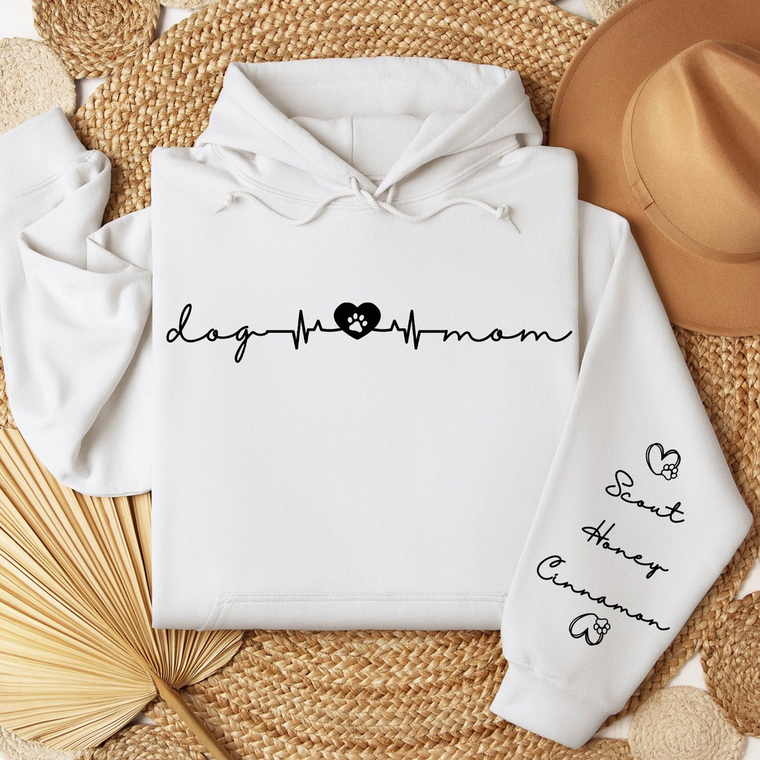 Custom Dog Mom Hoodie With Pet Names on Sleeve, Personalized Dog Mom ...