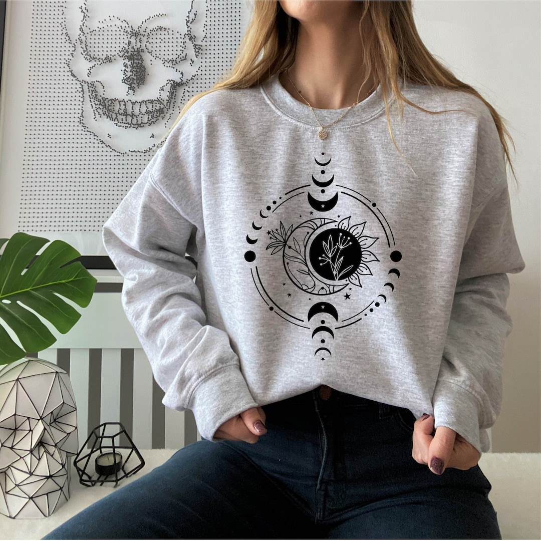 Moon Phases Sweatshirt, Magic Sun and Moon Shirt, Celestial Hoodie ...