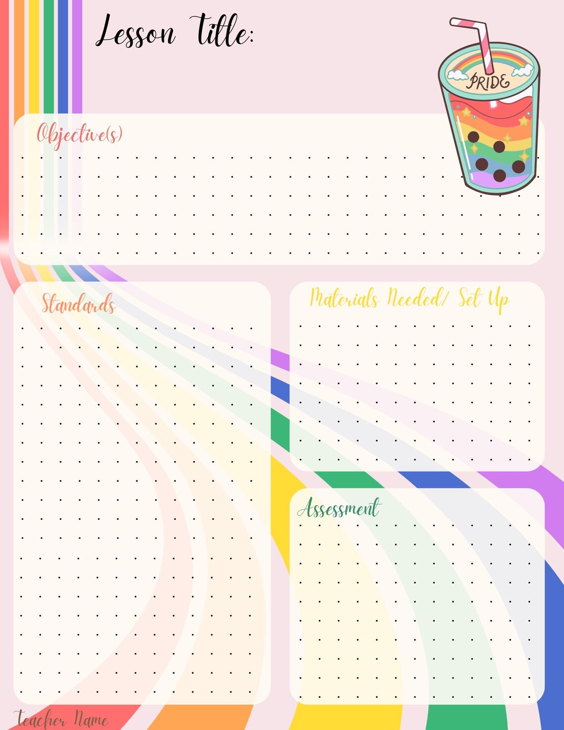 Rainbow Themed Lesson Plan Template - Etsy